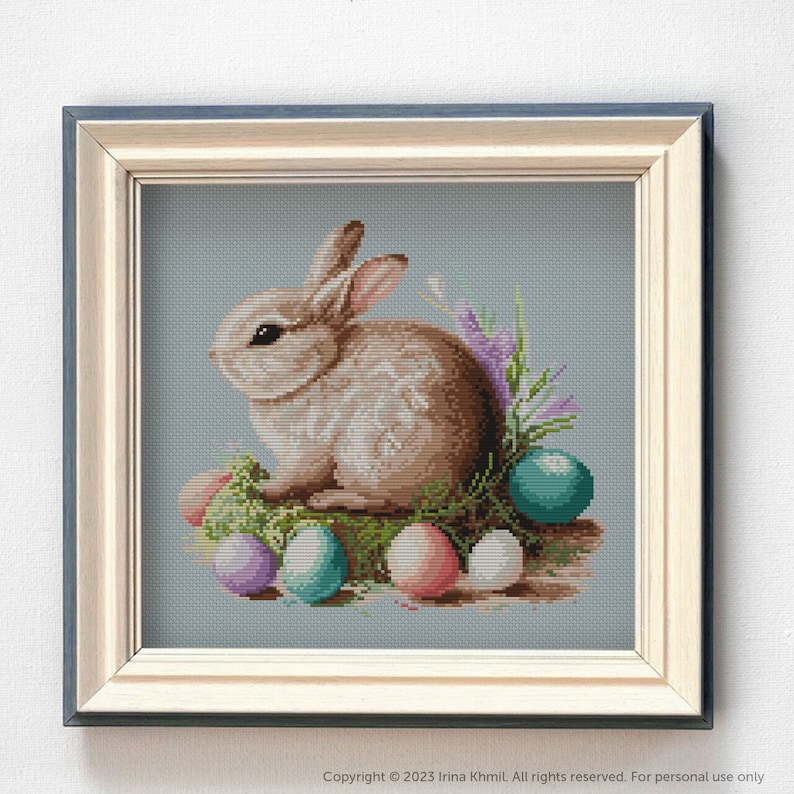 Easter Rabbit Cross Stitch Pattern PDF Easter Bunny and Eggs - Etsy