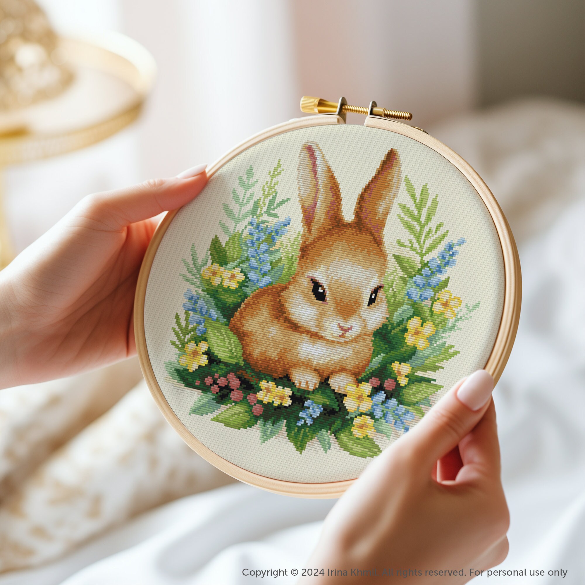 Easter Rabbit Cross Stitch Pattern PDF Easter Pillow Cross Stitch Chart ...