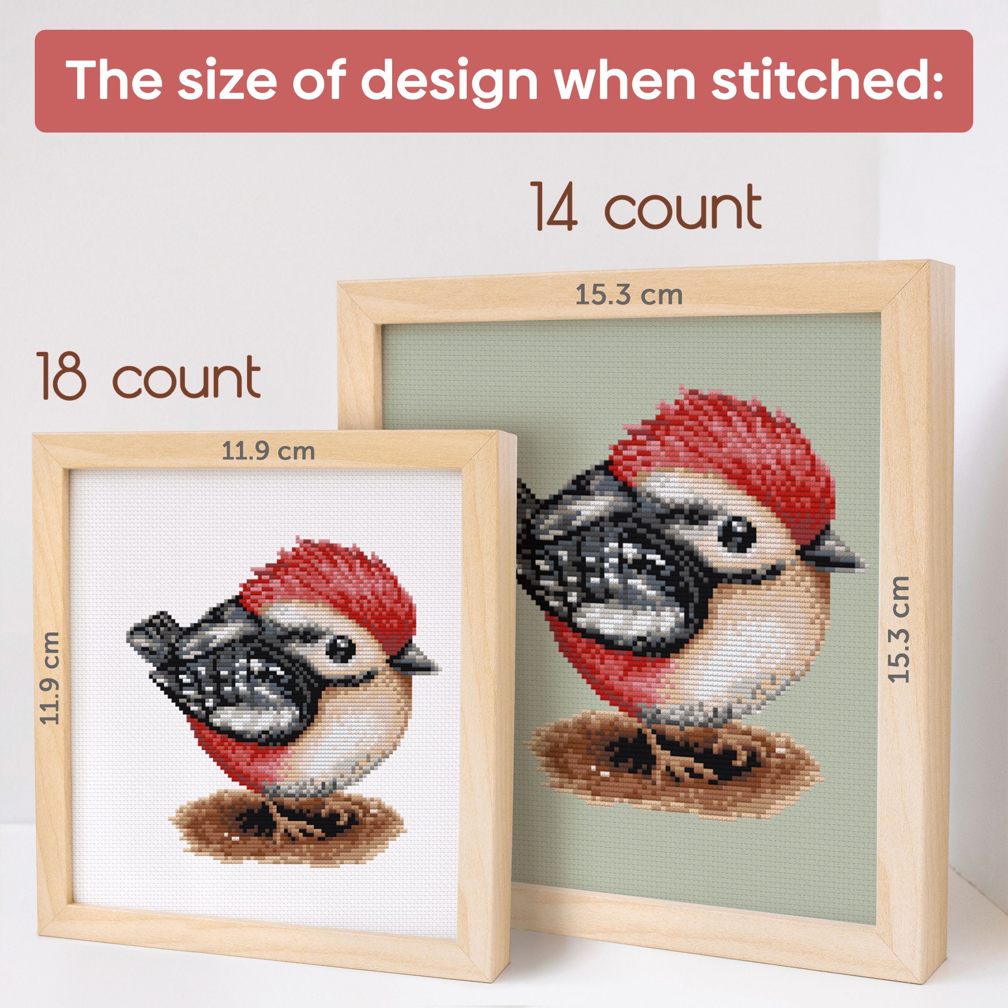 Cute Bird Cross Stitch Pattern PDF. Woodpecker - Adorable Small Cross ...