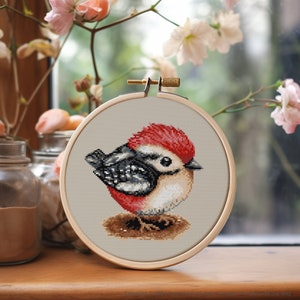 Cute Bird Cross Stitch Pattern PDF. Woodpecker - Adorable Small Cross ...