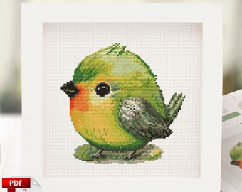 Cute Bird Cross Stitch Pattern PDF. Woodpecker Adorable Small Cross ...