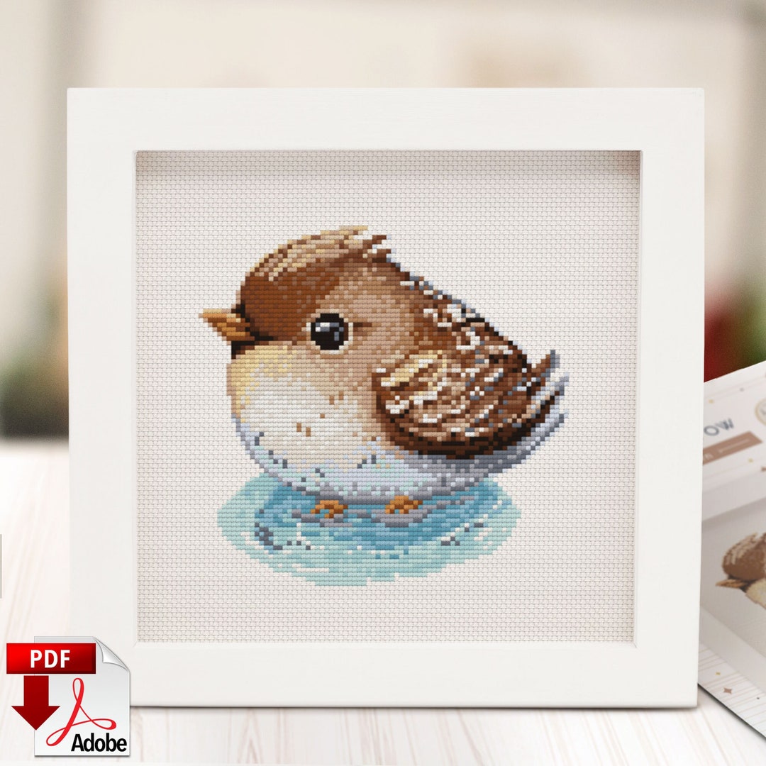 Cute Birds. Sparrow Cross Stitch Pattern PDF Adorable Small Cross ...