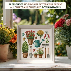Garden Sampler Cross Stitch Pattern PDF - Garden Tools and Flowers ...
