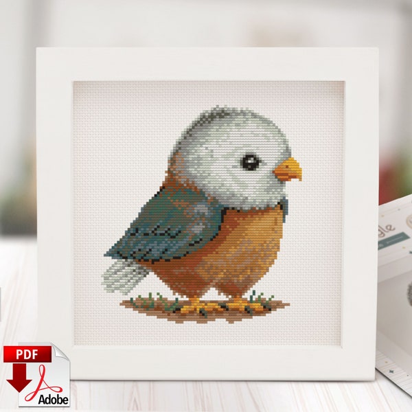 Cute Bird Cross Stitch Pattern PDF. Woodpecker Adorable Small Cross ...