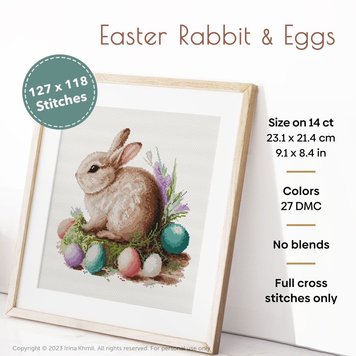 Easter Rabbit Cross Stitch Pattern PDF Easter Bunny and Eggs - Etsy