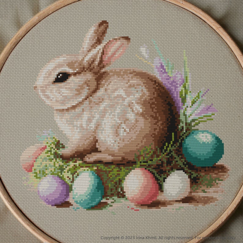 Easter Rabbit Cross Stitch Pattern PDF Easter Bunny and Eggs - Etsy