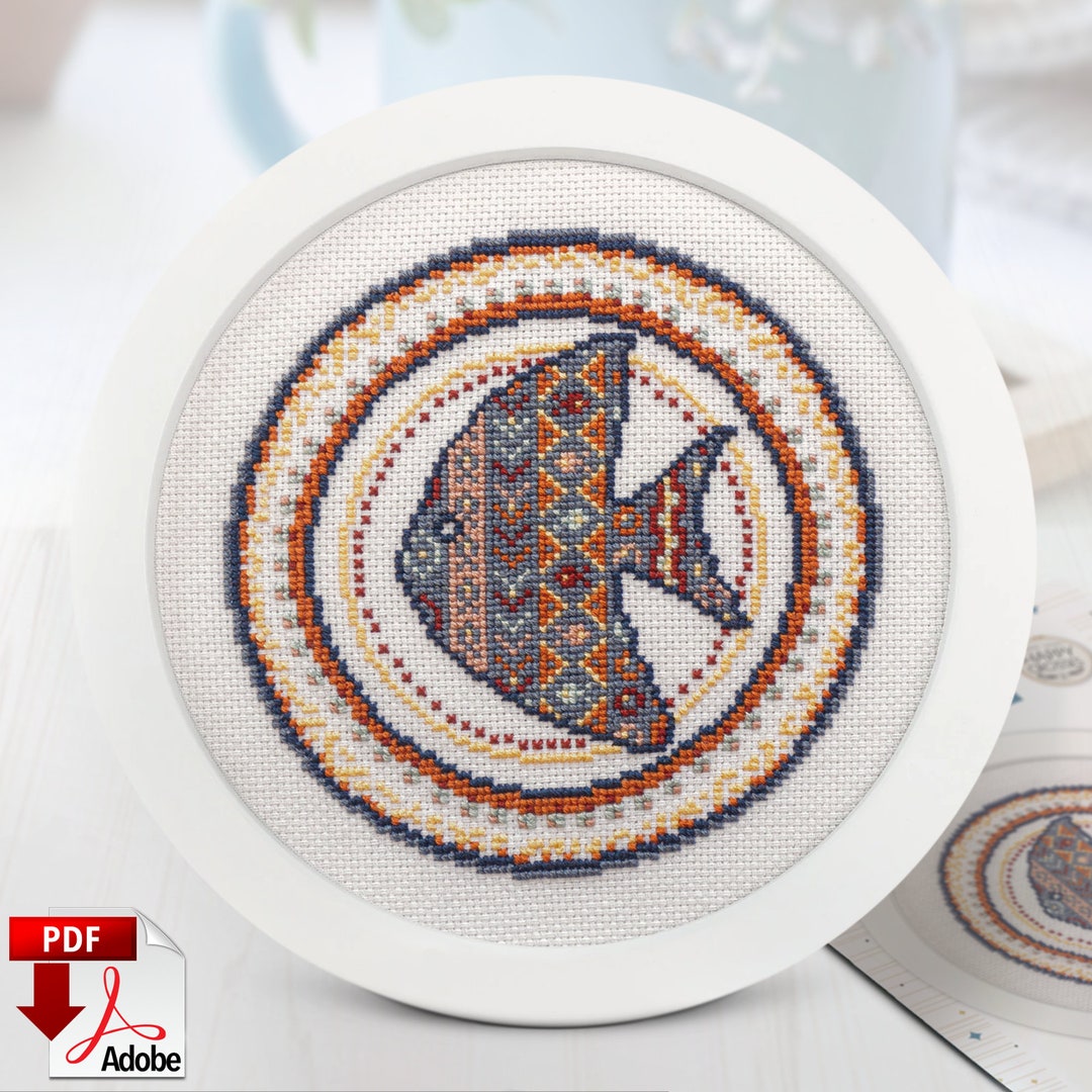 Fish Cross Stitch Pattern PDF - Abstract Sea Spirits Counted Cross ...