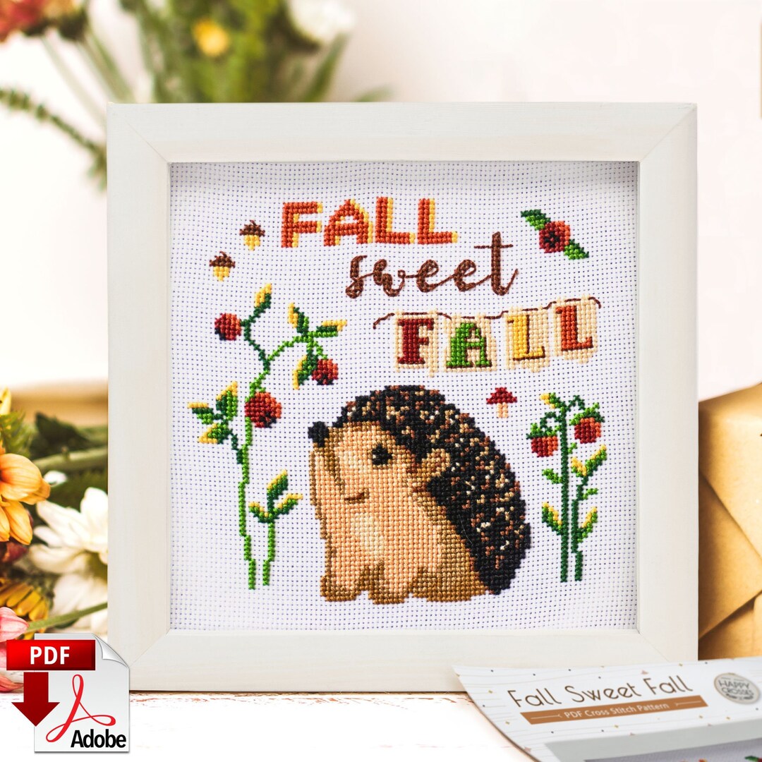Sweet Fall Sampler Cross Stitch Pattern PDF - Cute Hedgehog Cross ...