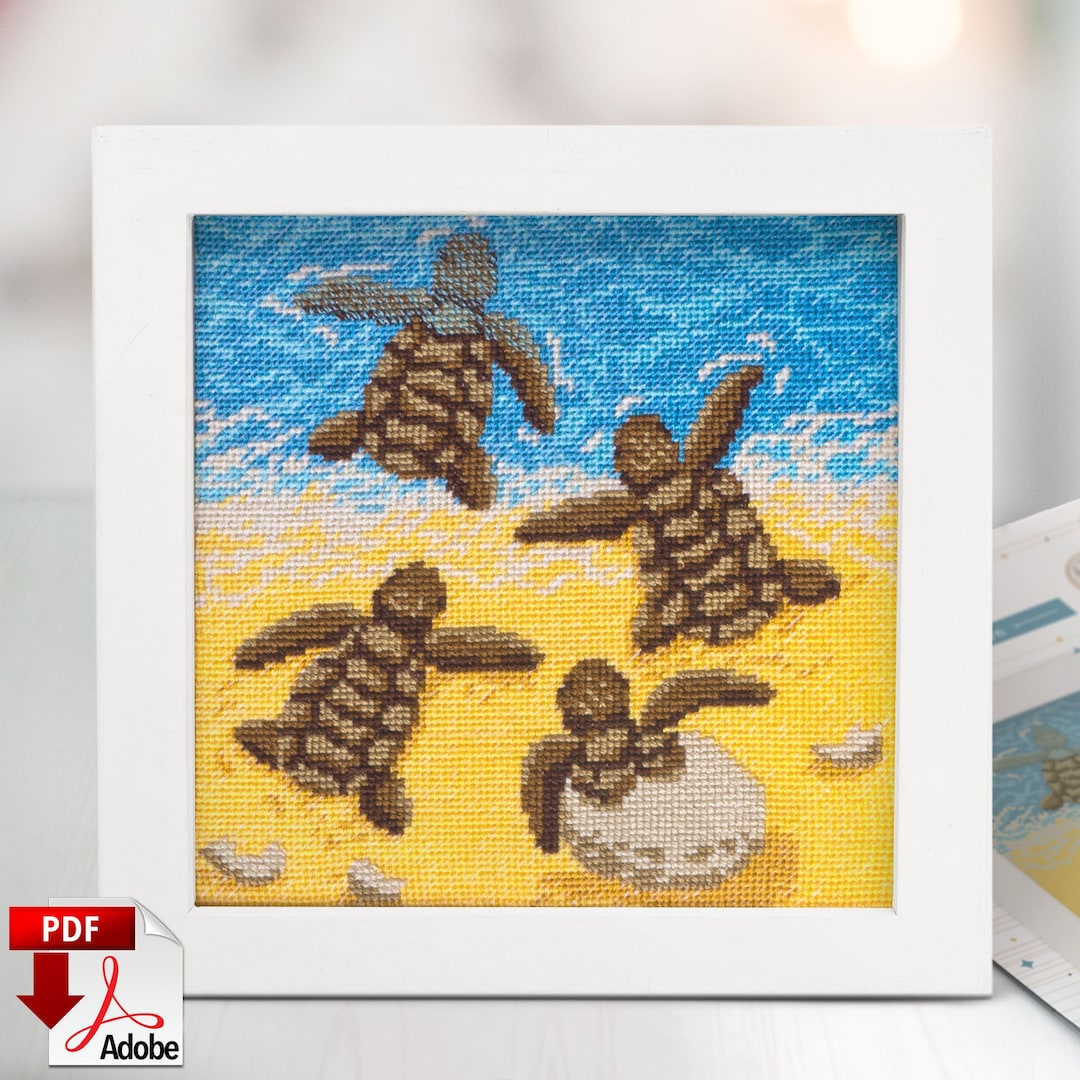 Baby Turtles Cross Stitch Pattern: Easy DIY Sea Turtle Design (PDF ...