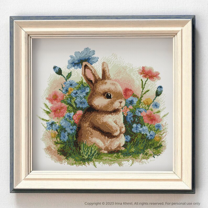 Easter Bunny in the Garden Cross Stitch Pattern PDF Rabbit - Etsy