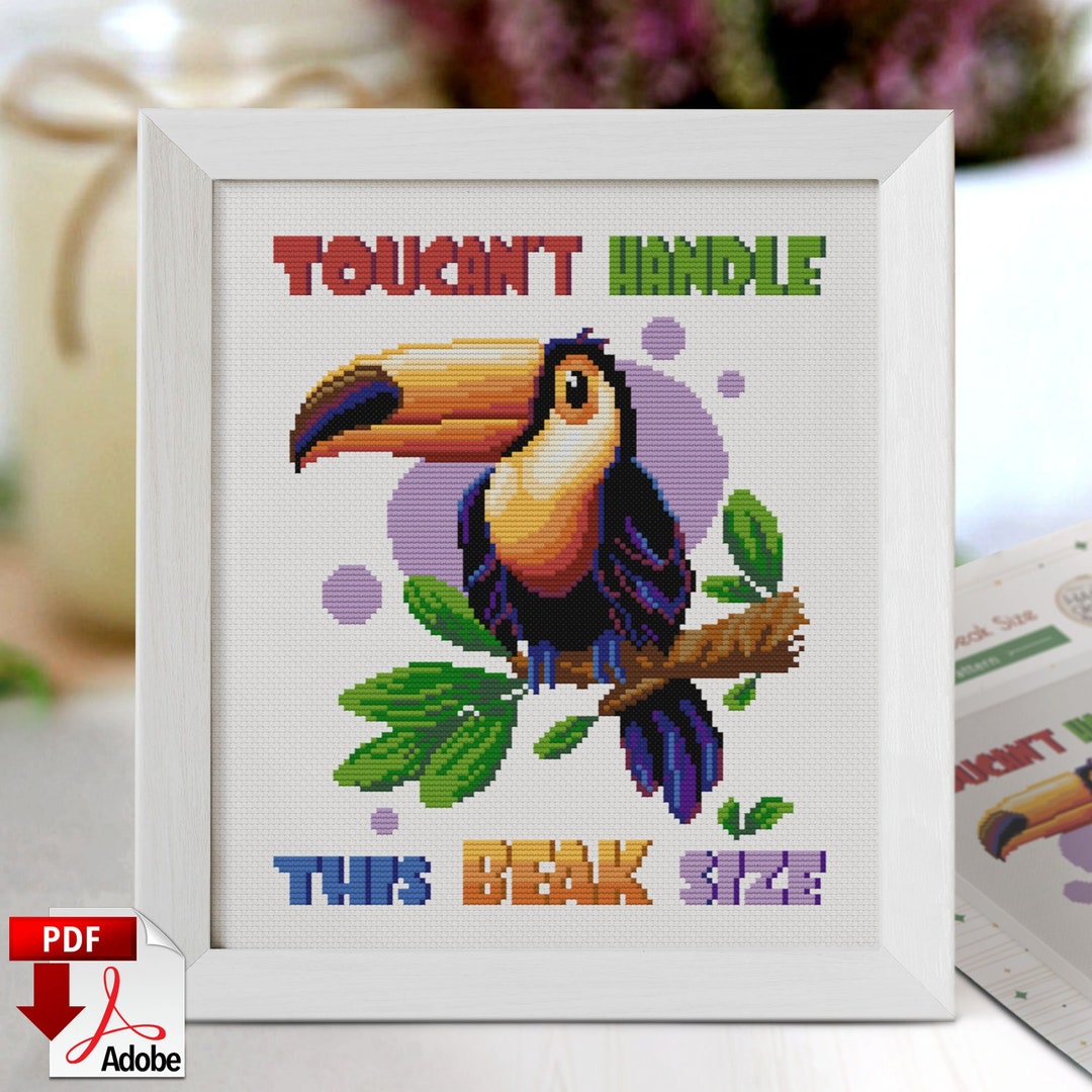 Toucan Cross Stitch Pattern PDF - Funny Embroidery, Cross Stitch Humor ...