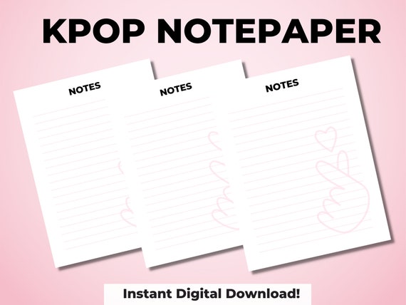 Kpop Notebook Paper Printable Kpop Stationery Letter Size - Etsy