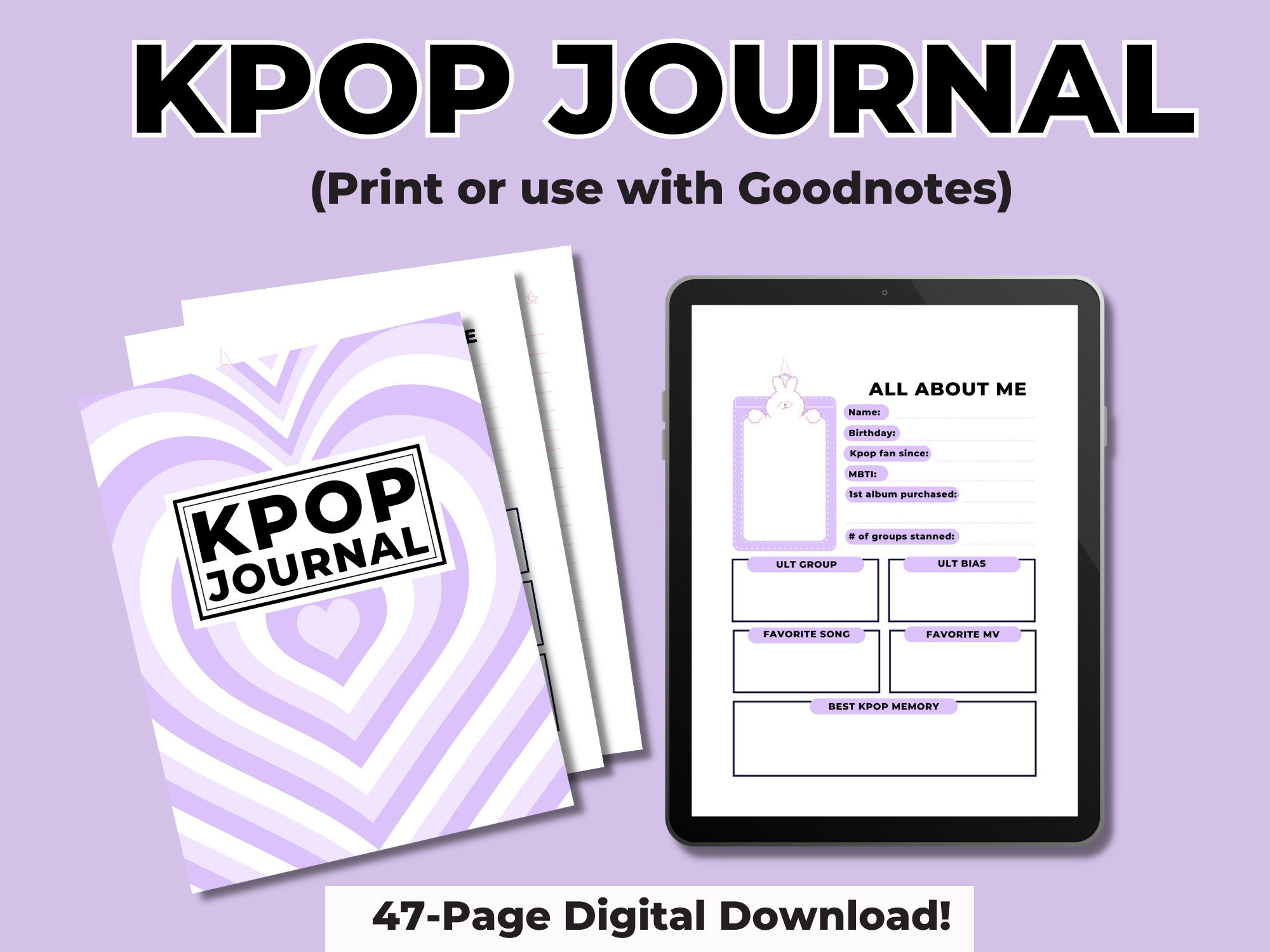Purple Kpop Journal: Printable K-pop Fan Tracker (digital Download) - Etsy
