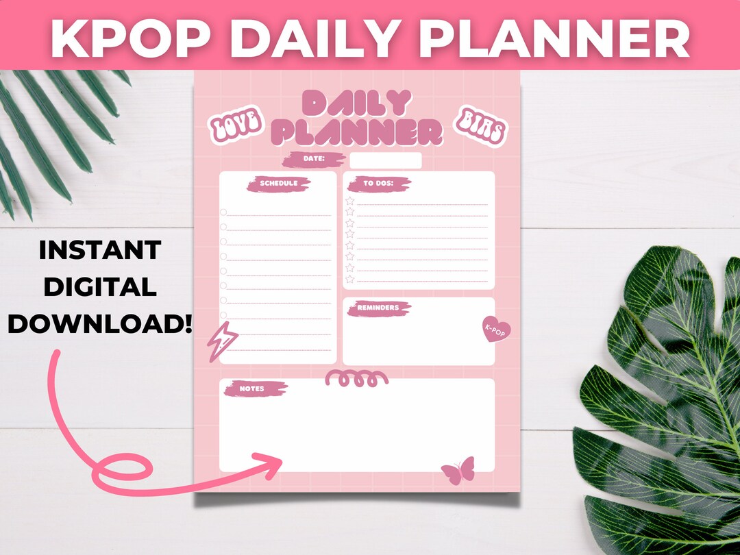 Kpop Daily Planner Pages Digital Download (letter Size, A4, A5 ...