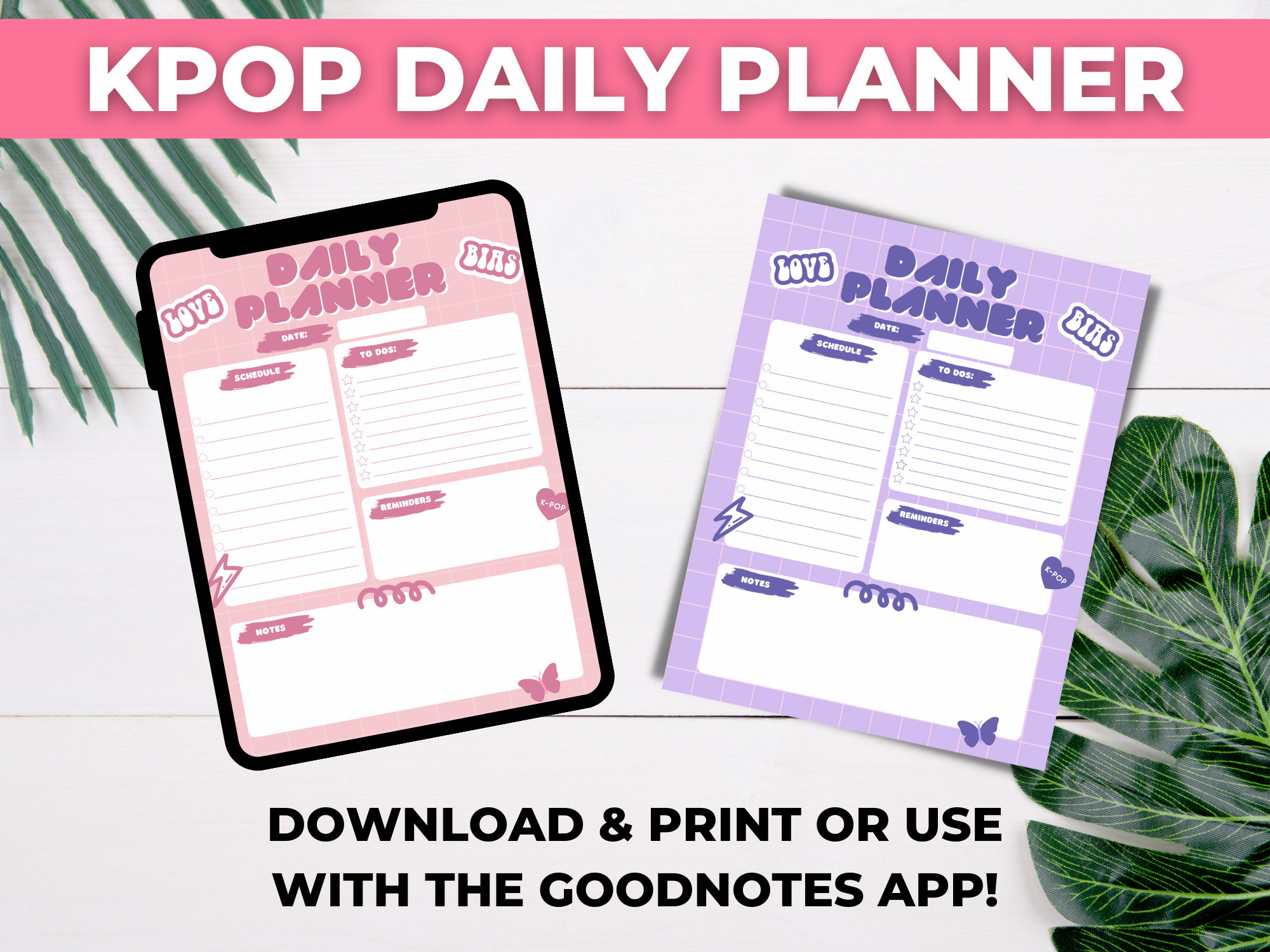 Kpop Daily Planner Pages Digital Download (letter Size, A4, A5 ...