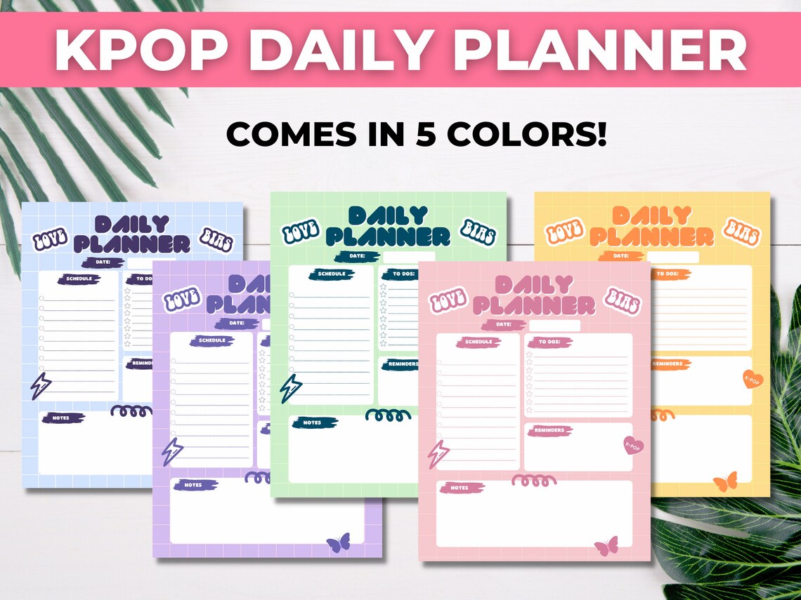 Kpop Daily Planner Pages Digital Download (letter Size, A4, A5 ...