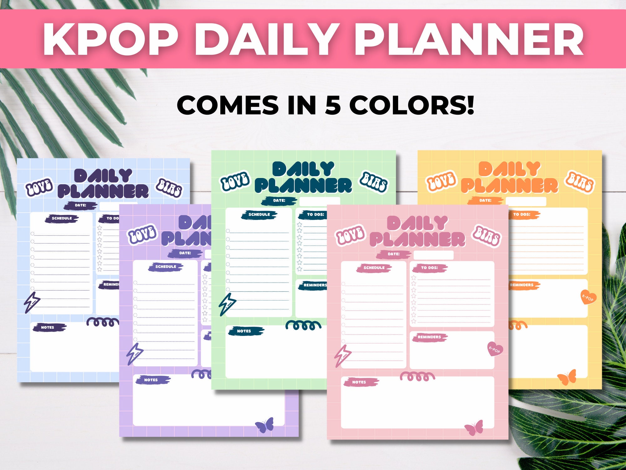 Kpop Daily Planner Pages Digital Download (letter Size, A4, A5 ...