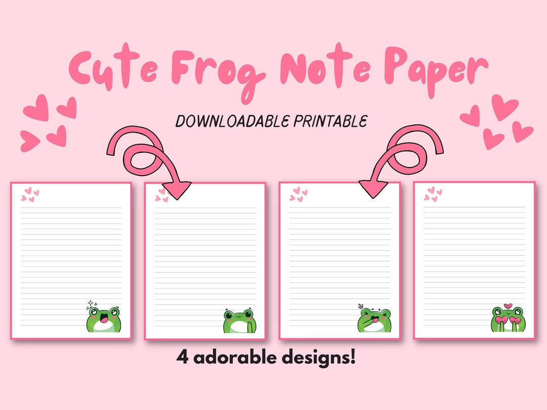 Cute Kawaii Frog Stationery Set | Printable Stationery | Printable Note ...
