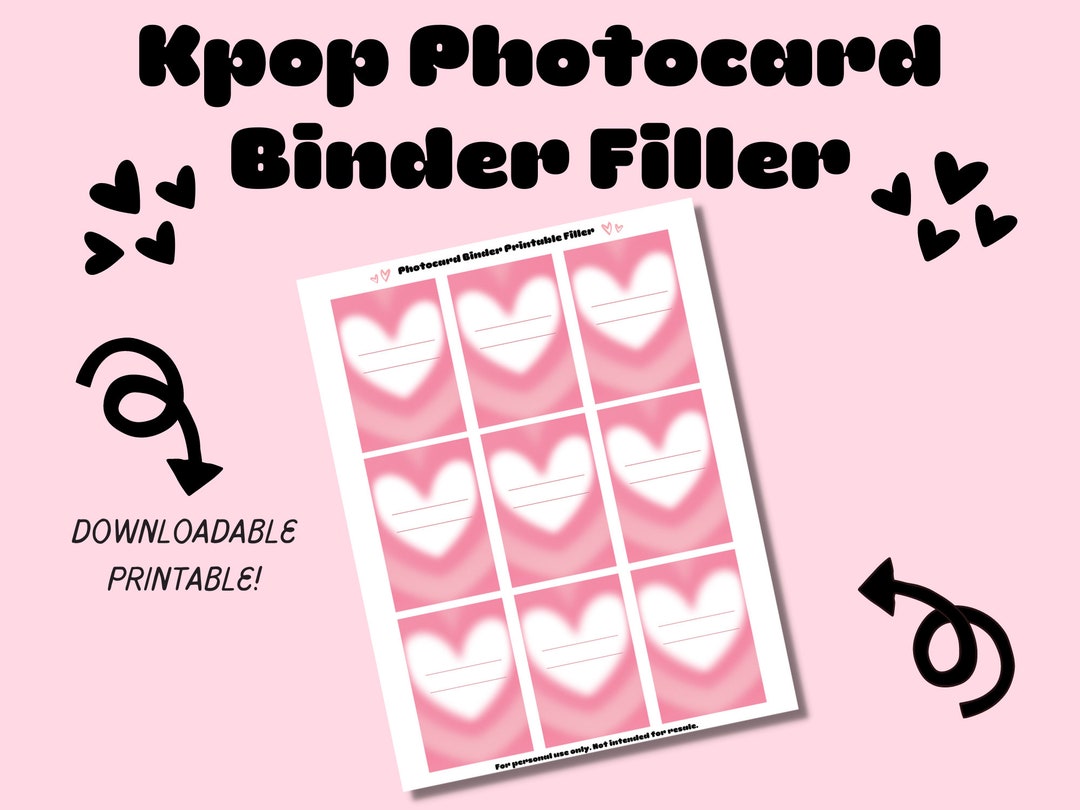 Kpop Binder Filler for Photocards - Pink Hearts Double-sided (digital ...