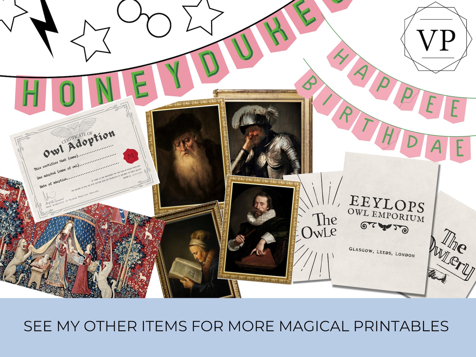 Owlery and Emporium Signs | Printable Digital Download | Magical Party ...