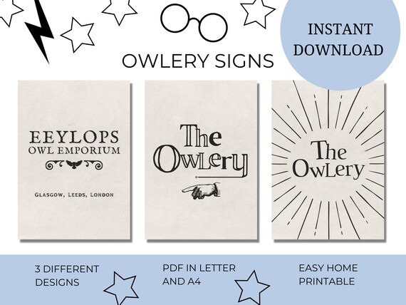 Owlery and Emporium Signs Printable Digital Download - Etsy