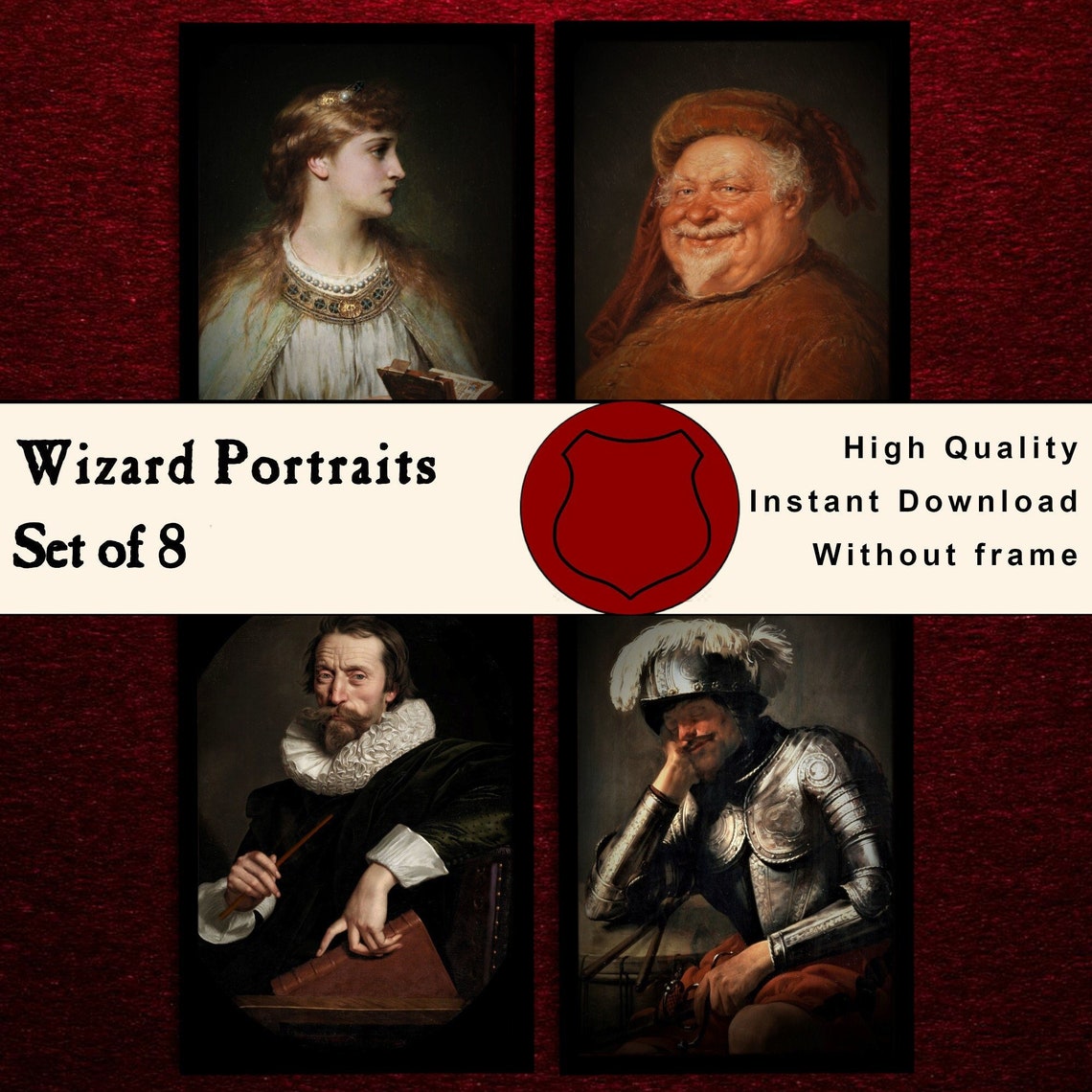 Wizard Portraits | SET OF 8 | Magical Wall Decor | Printable Digital ...