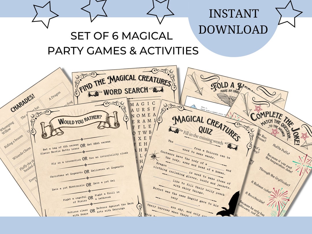 HP Wizard Party Games | Printable Digital Download | Magical Creatures ...