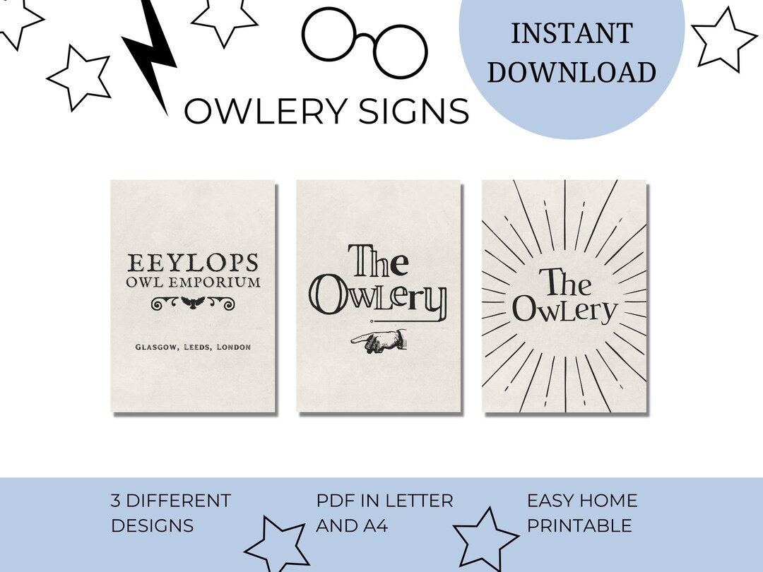 Owlery and Emporium Signs | Printable Digital Download | Magical Party ...