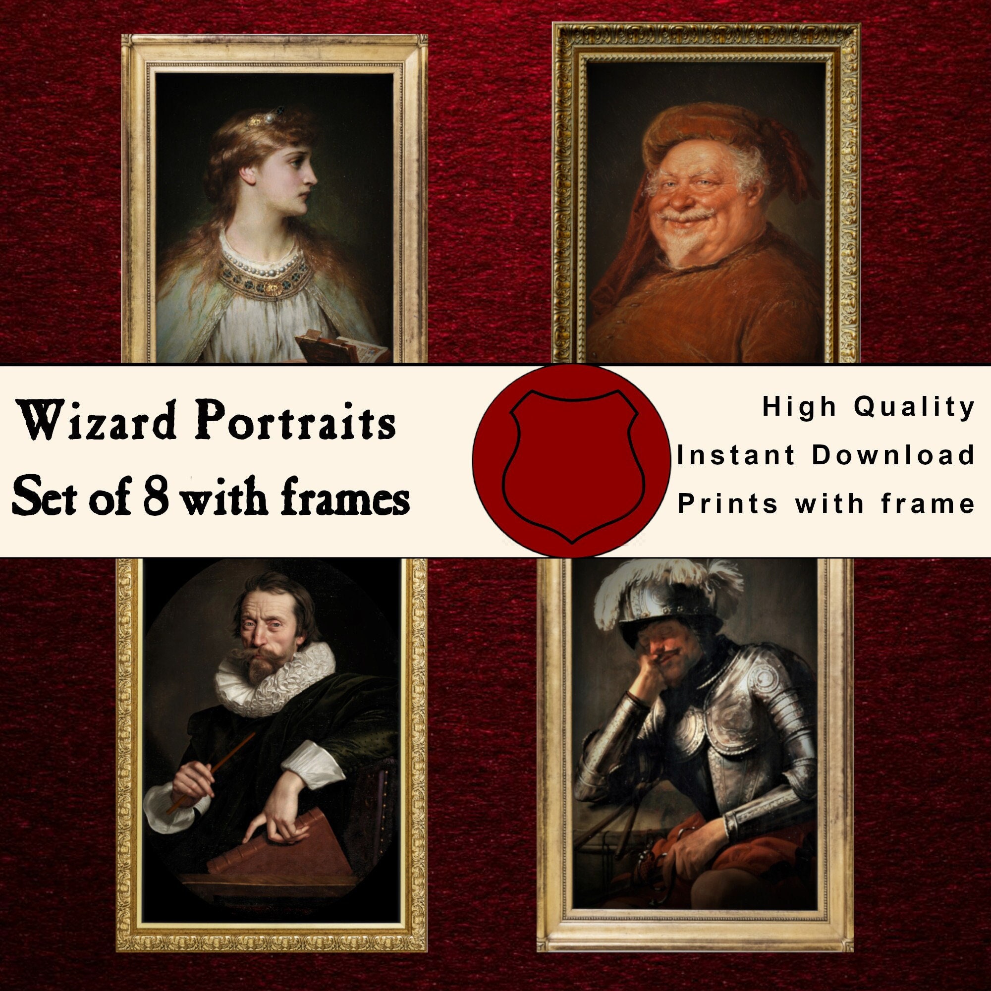 Wizard Portraits With Frames SET OF 8 Magical Party Harry - Etsy