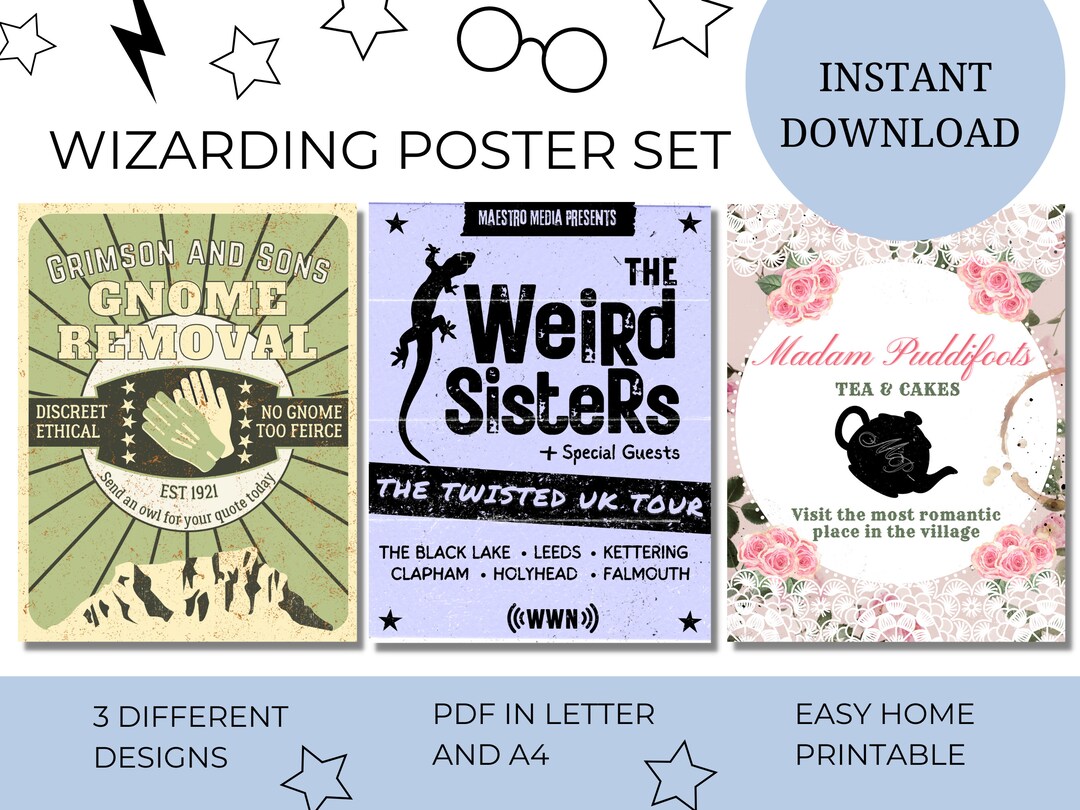 Magical Advert Posters / Flyers | Printable Digital Download | Wizard ...