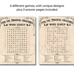 HP Wizard Party Games | Printable Digital Download | Magical Creatures ...