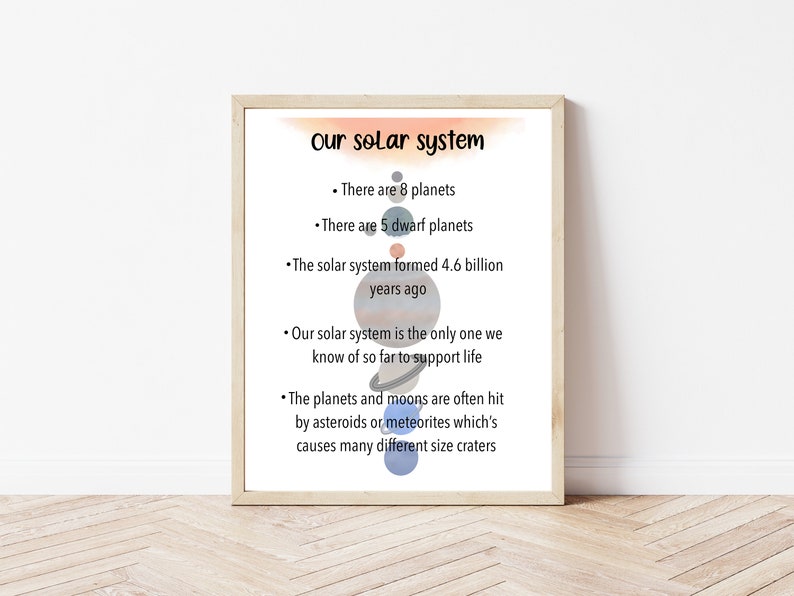 Solar System Facts Poster, Solar System Digital Print, Playroom Poster ...