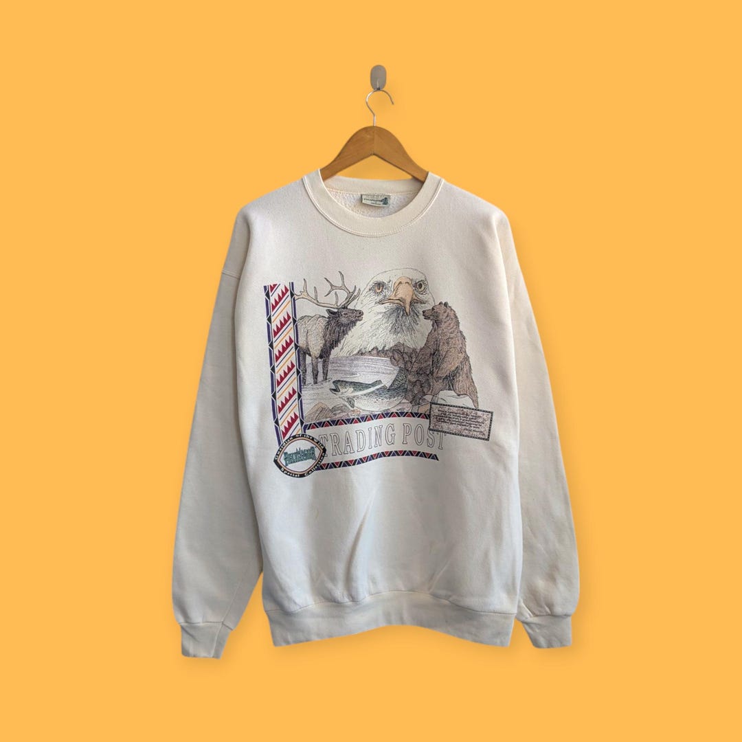Vintage 90s Fieldmaster Big Image Sweatshirt Black Bear Trout Fish ...