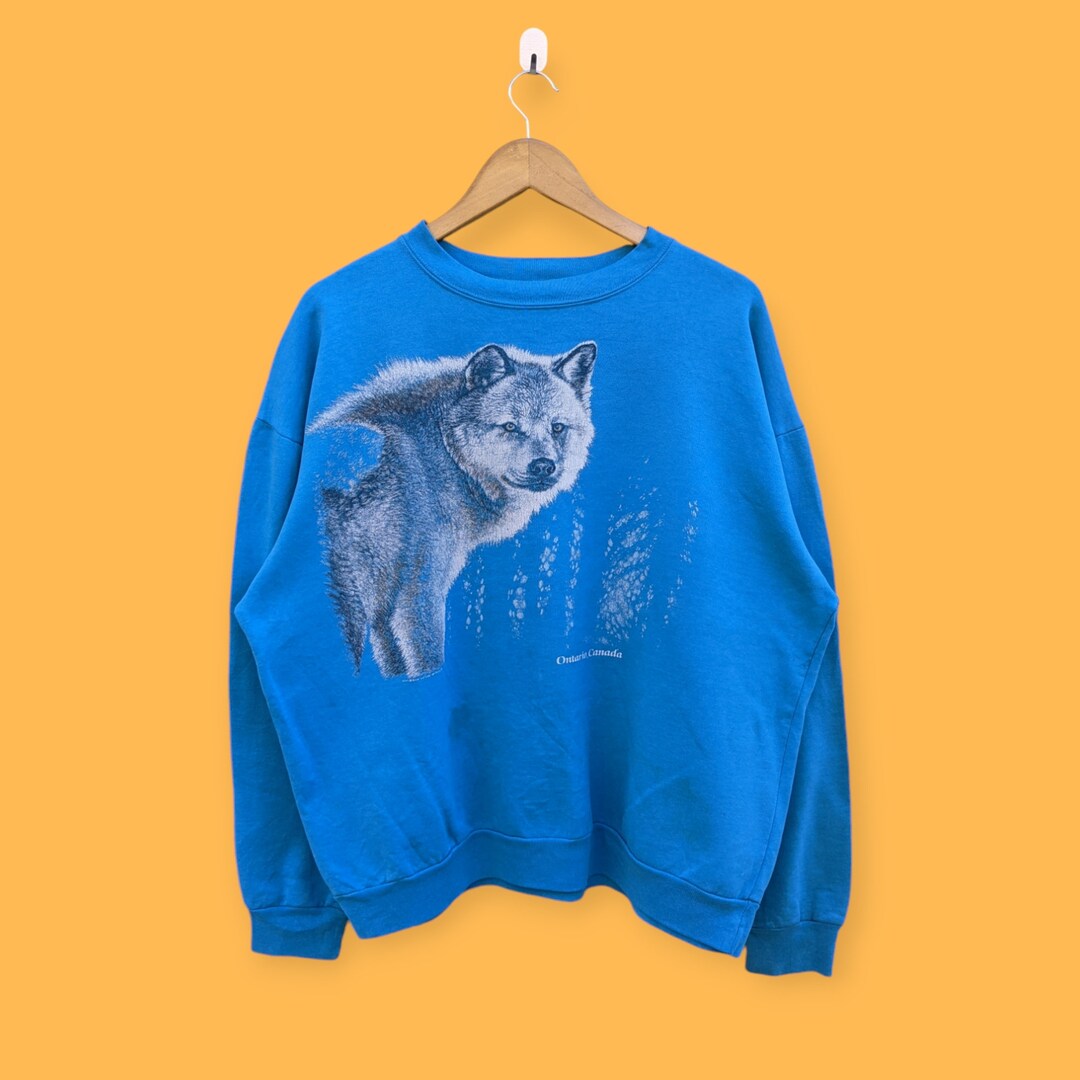 Vintage 90s North American Timber Wolf Sweatshirt Wildlife Wolves ...