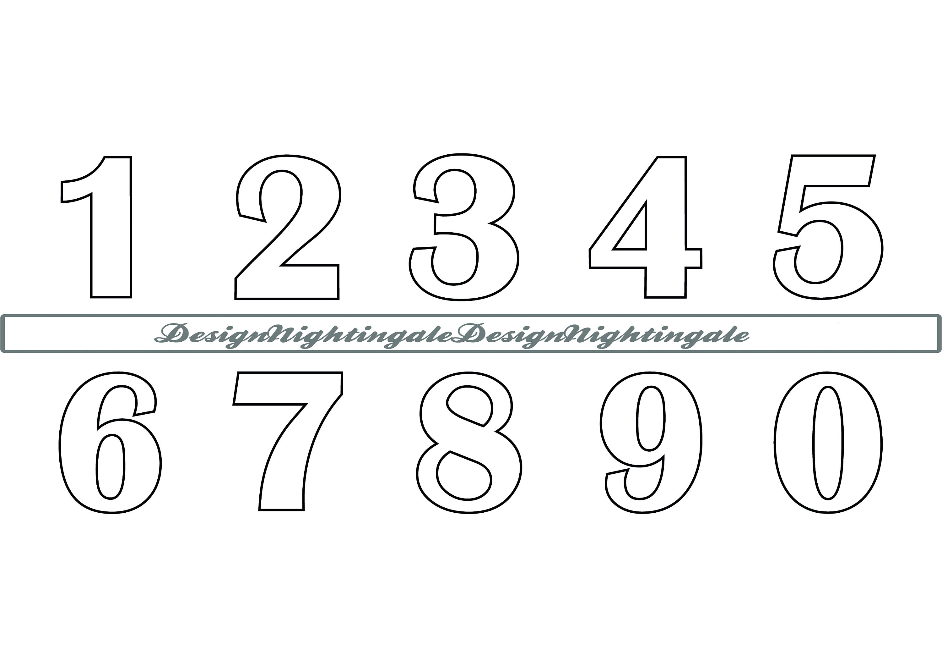 Numeri contorno SVG, numeri SVG, numeri clipart, file numeri per Cricut ...