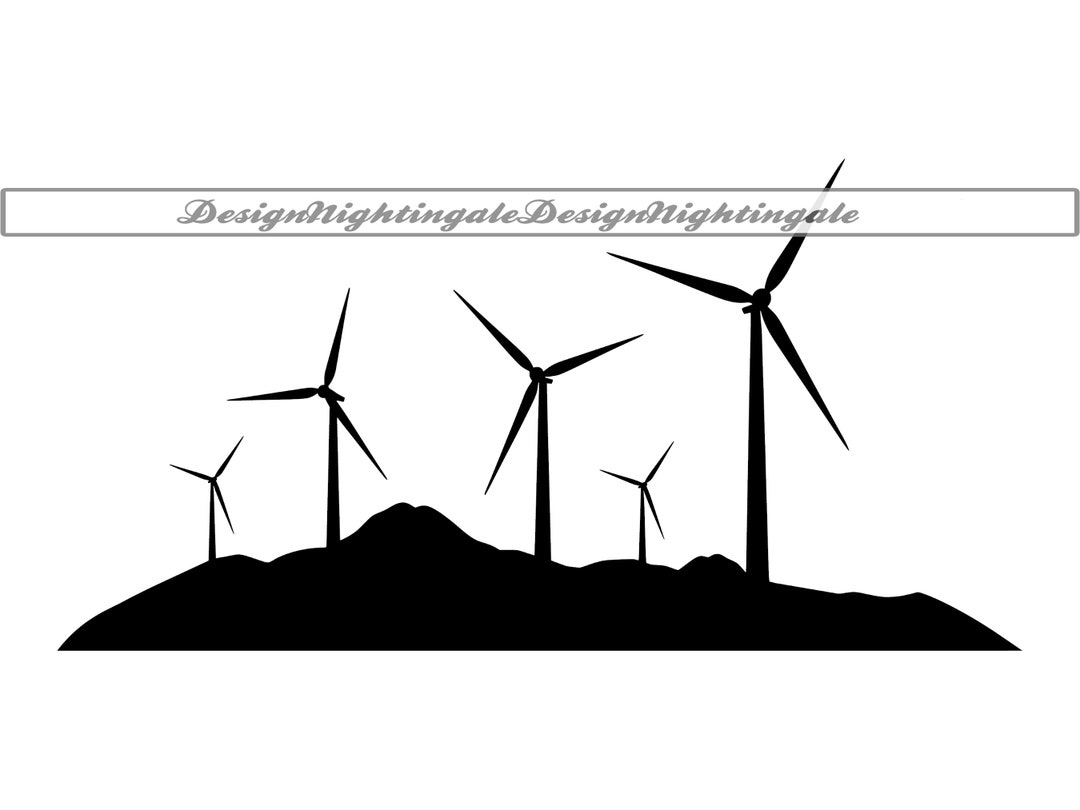 Wind Turbines Landscape SVG, Wind Turbine SVG, Wind Turbine Clipart ...