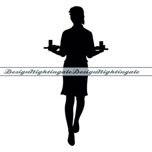 Waitress #3 SVG, Butler Holding Tray SVG, Food Service SVG, Waitress ...