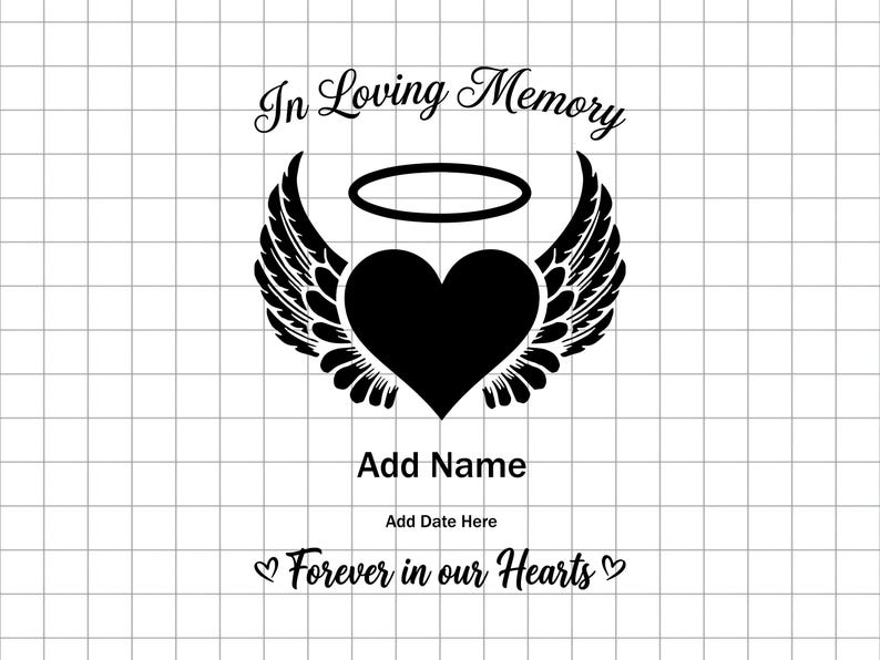 Angel Wings Heart SVG PNG DXF: in Loving Memory Memorial Cut File ...