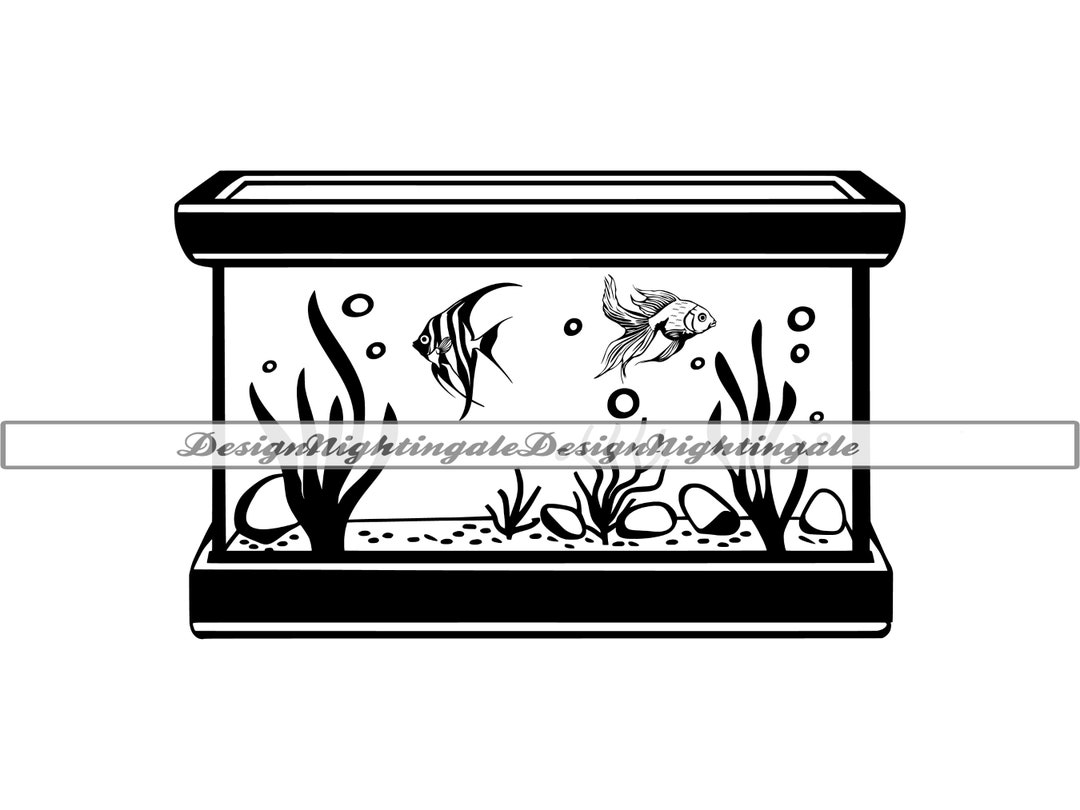Aquarium #2 SVG, Fish Tank SVG, Aquarium Clipart, Aquarium Files for ...