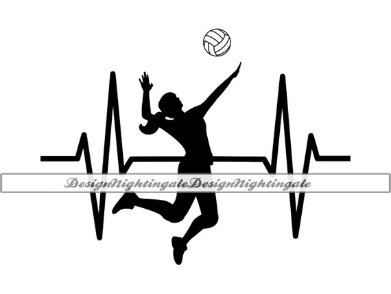 Volleyball Heartbeat SVG Love Volleyball SVG Volleyball EKG - Etsy