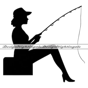 Woman Fishing SVG, Girl Fishing SVG, Woman Angler SVG, Woman Fishing ...