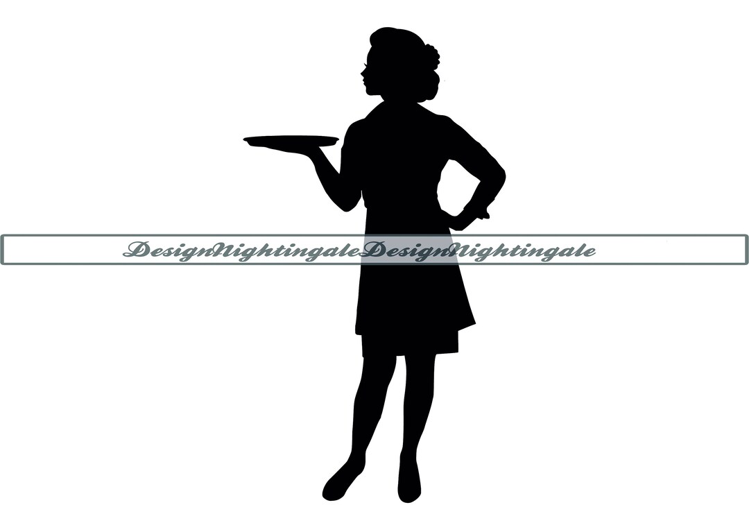 Waitress Silhouette SVG, Butler Holding Tray Clipart (digital Files) - Etsy