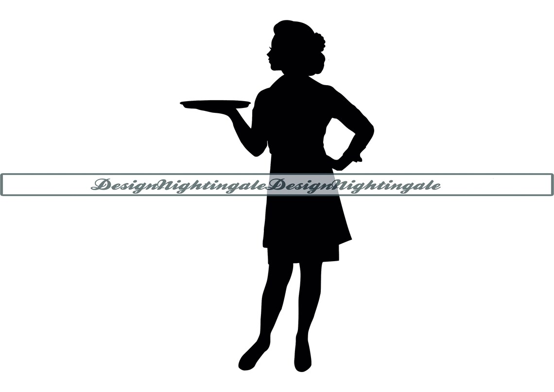 Waitress SVG Butler Holding Tray SVG Food Service SVG - Etsy