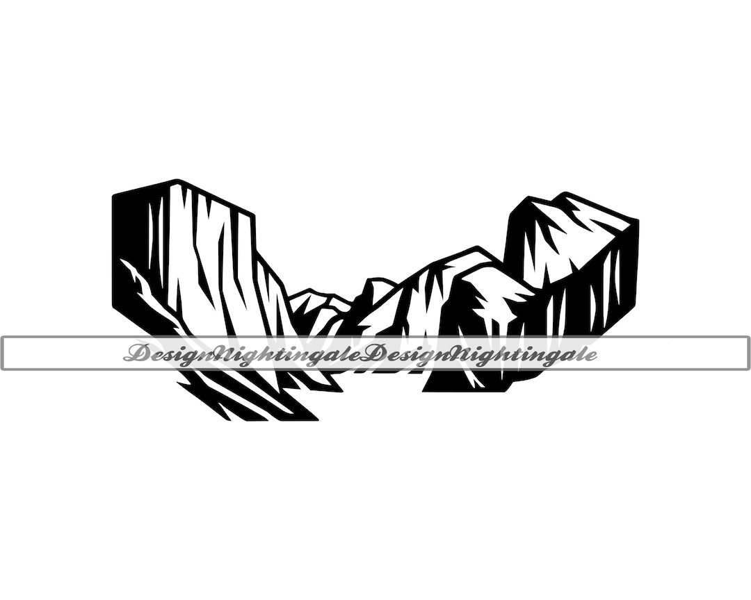 Yosemite Valley Outline SVG, Yosemite National Park SVG, Mountains Svg ...