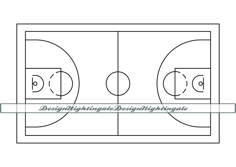Basketball Court Outline SVG, Basketball SVG, Basketball Court Clipart ...