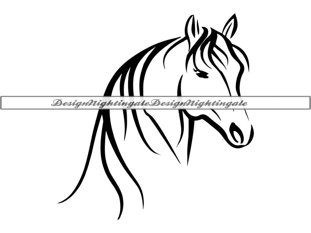 Horse Head Outline SVG DXF, Horse SVG, Beautiful Horse Svg, Clipart ...