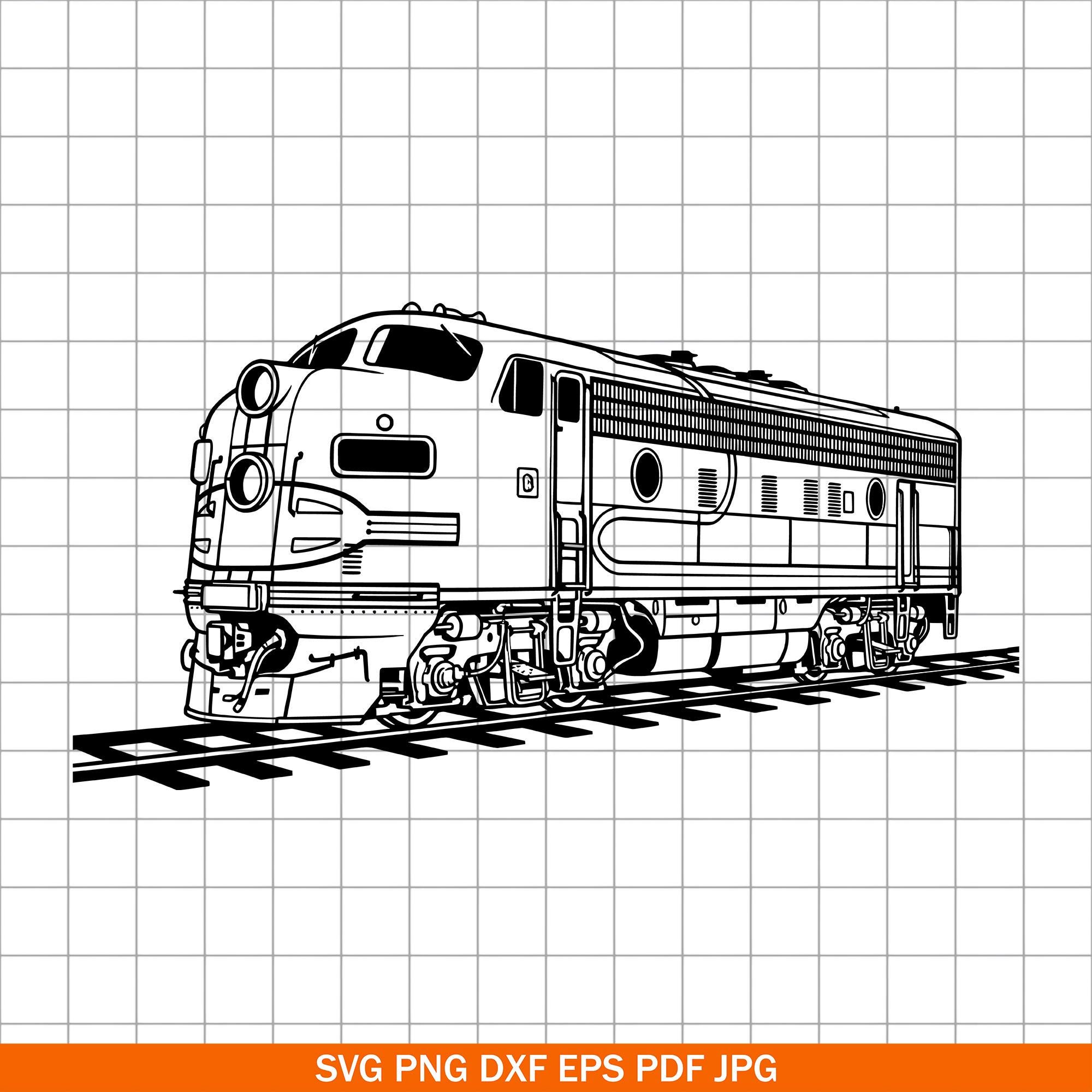 Freight Train SVG PNG DXF, Retro Diesel Locomotive Cut File - Etsy