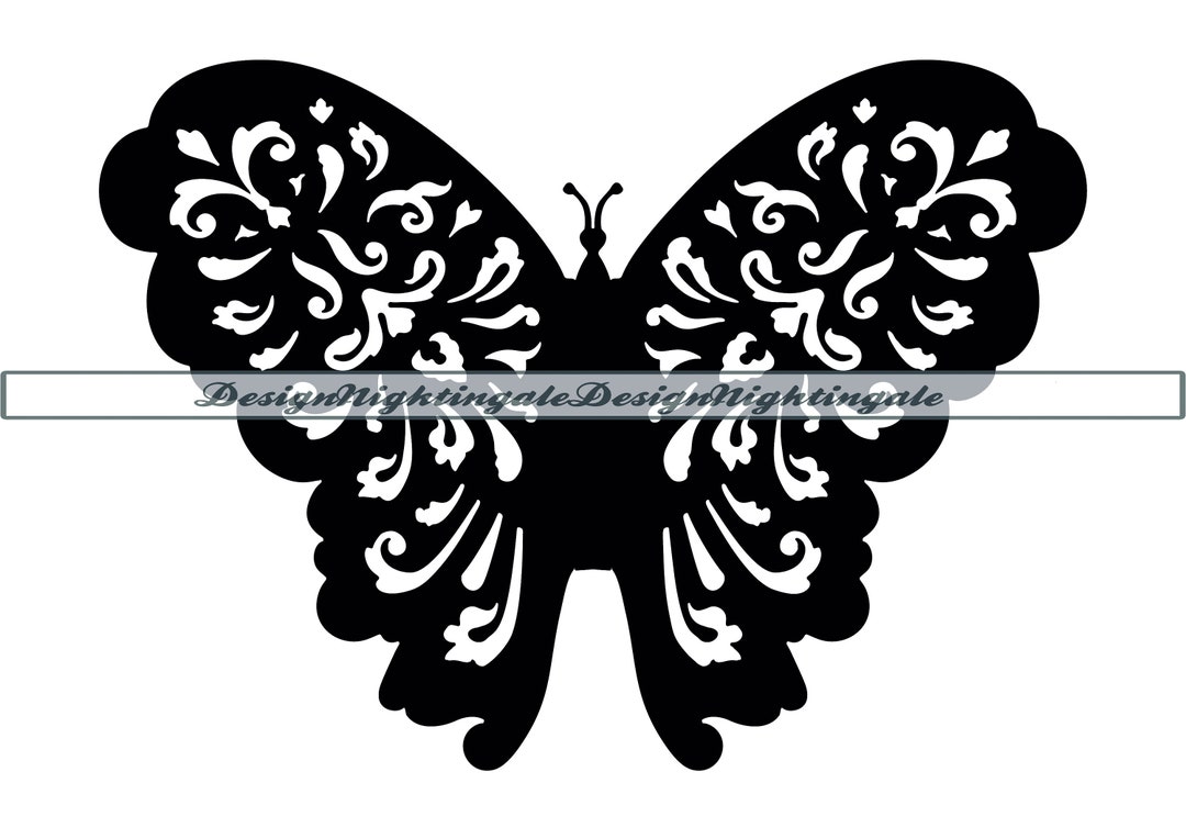 Floral Butterfly #3 SVG, Flourish Butterfly SVG, Butterfly Swirl Design ...