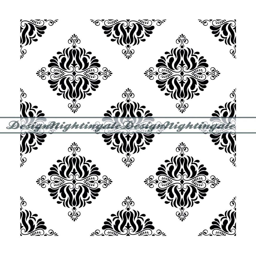 Damask Pattern SVG, Damask SVG, Baroque Damask SVG, Seamless Pattern ...