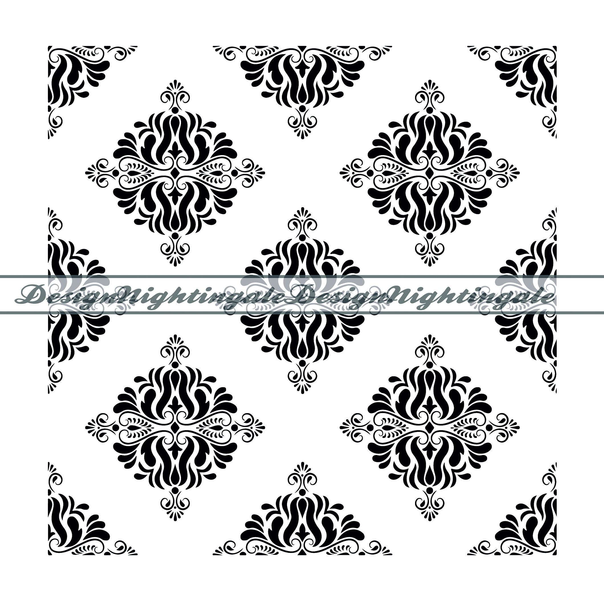 Damask Pattern SVG Damask SVG Baroque Damask SVG Seamless - Etsy
